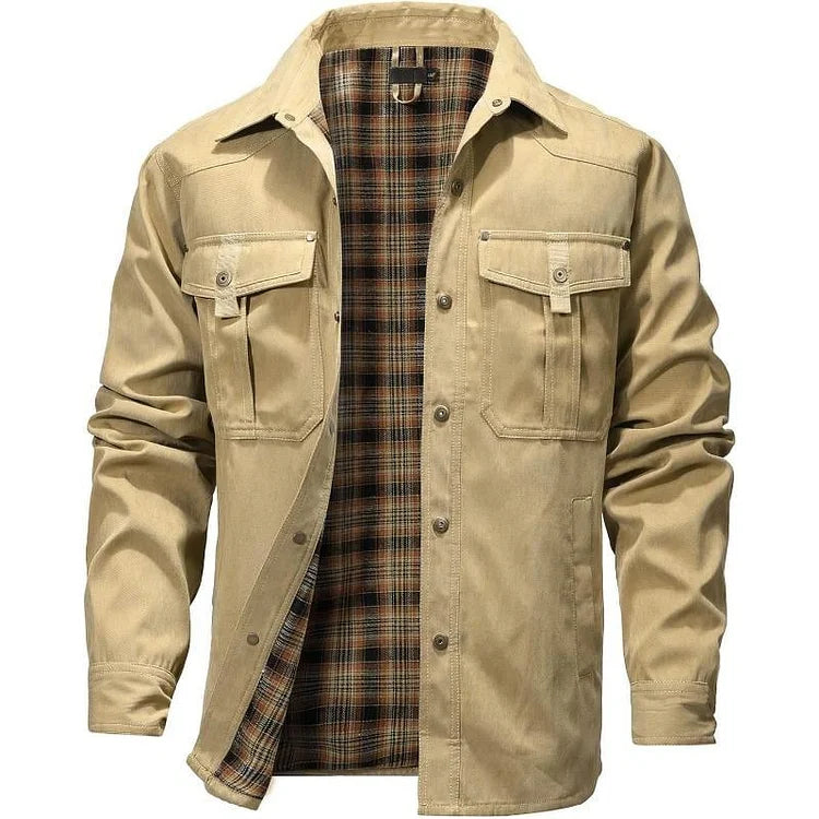 Men’s Flannel-Lined Workwear Shacket Jacket – Stylishoe