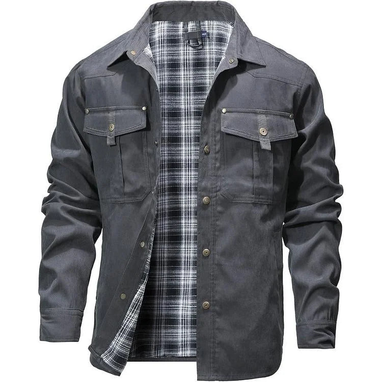 Men’s Flannel-Lined Workwear Shacket Jacket – Stylishoe
