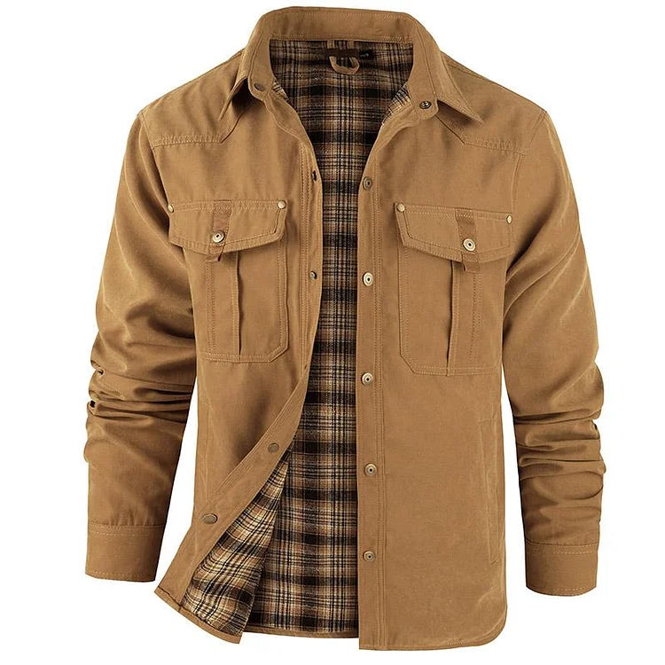 Men’s Flannel-Lined Workwear Shacket Jacket – Stylishoe