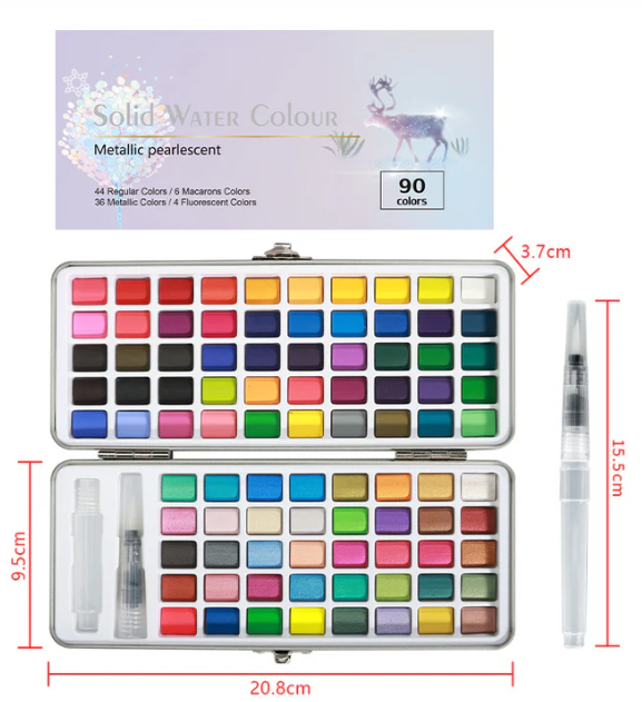 Portable Watercolour Paint Set with 50 Pans and Travel Brush Kit ...