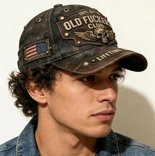 Distressed Denim Embroidered Badge Cap – Stylishoe