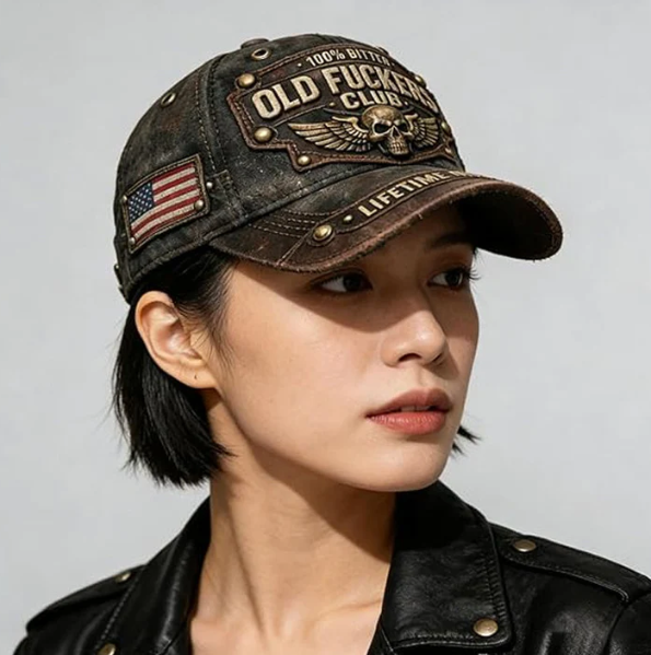 Distressed Denim Embroidered Badge Cap – Stylishoe