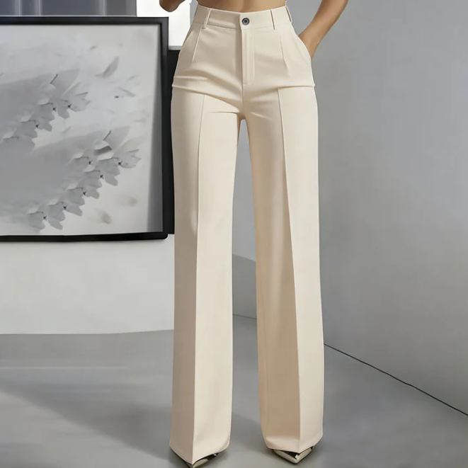 Women’s High Waist Straight Leg Tailored Trousers – Stylishoe