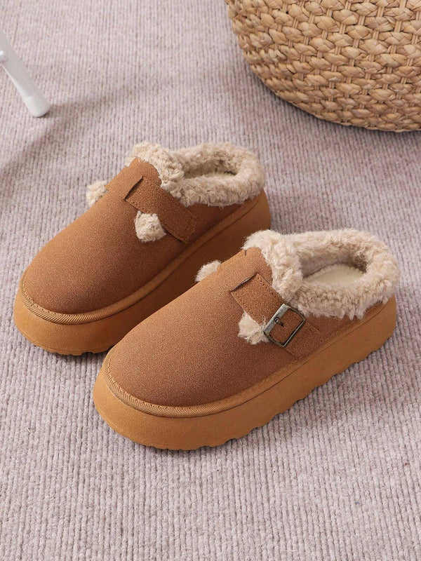 Cozy Winter Plush Lined Platform House Slippers – Stylishoe